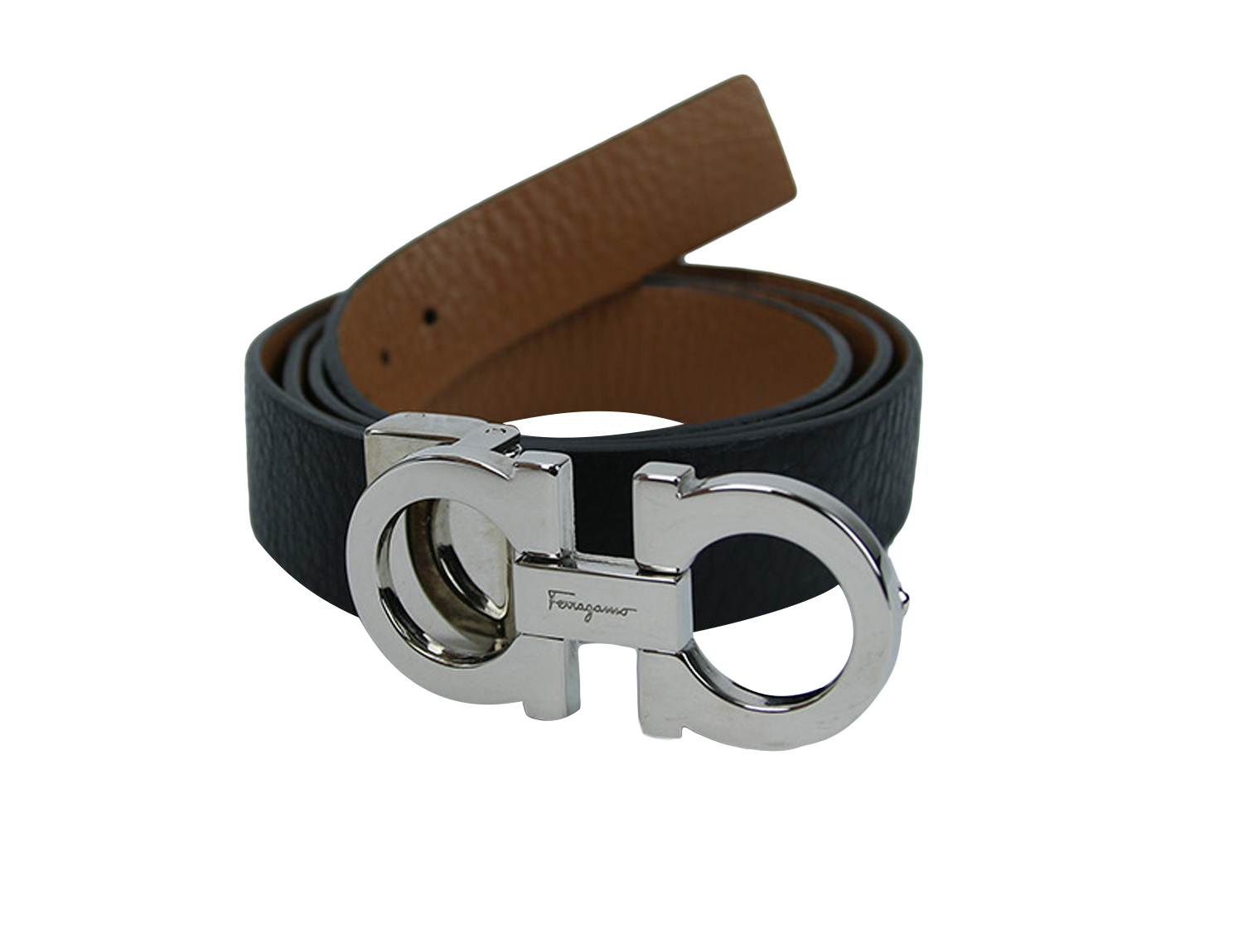 Cinto Salvatore Ferragamo Couro Preto Original - BEQ65 | Etiqueta Única